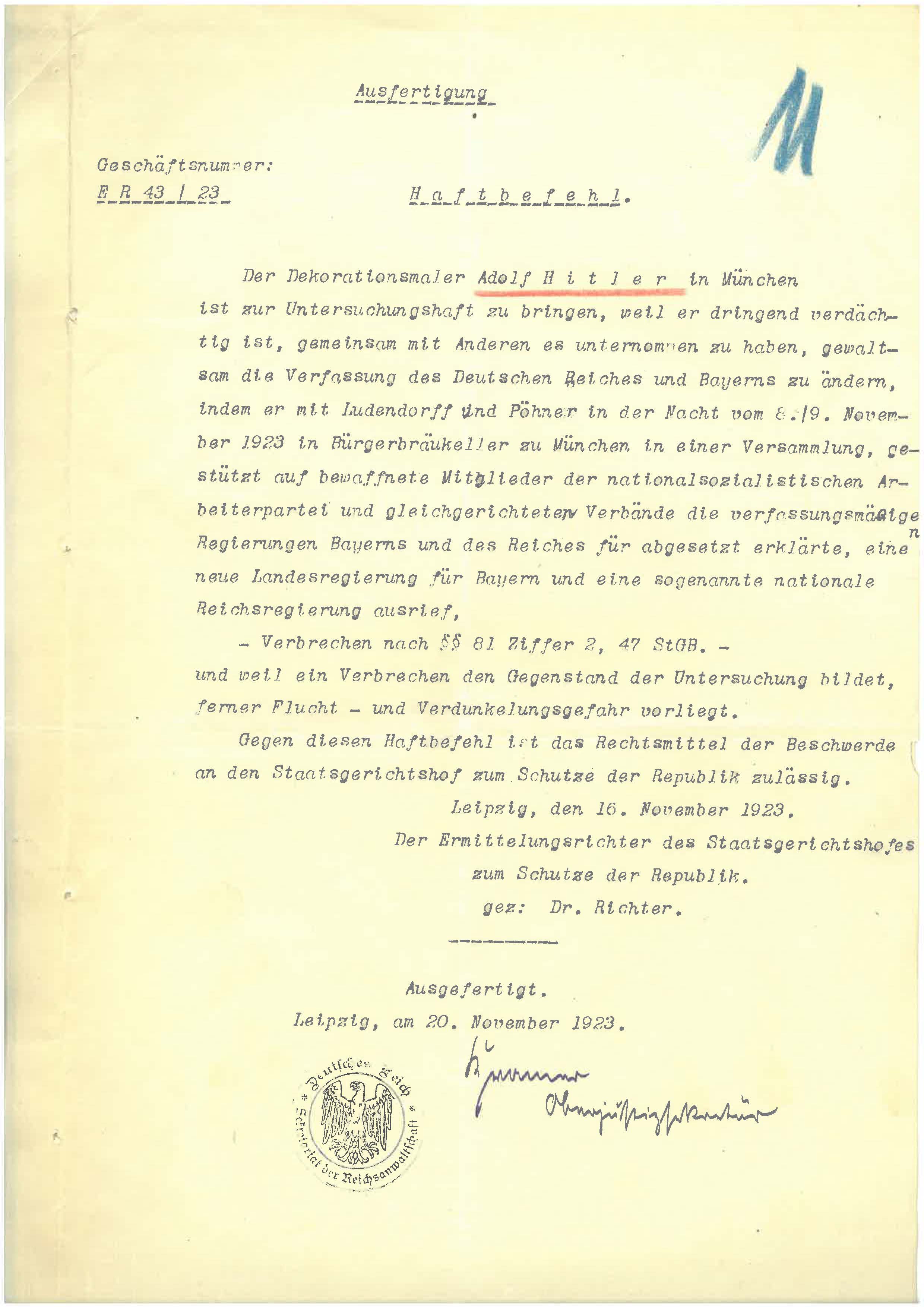 Bundesarchiv Internet - Hitler-Putsch am 9. November 1923 in München